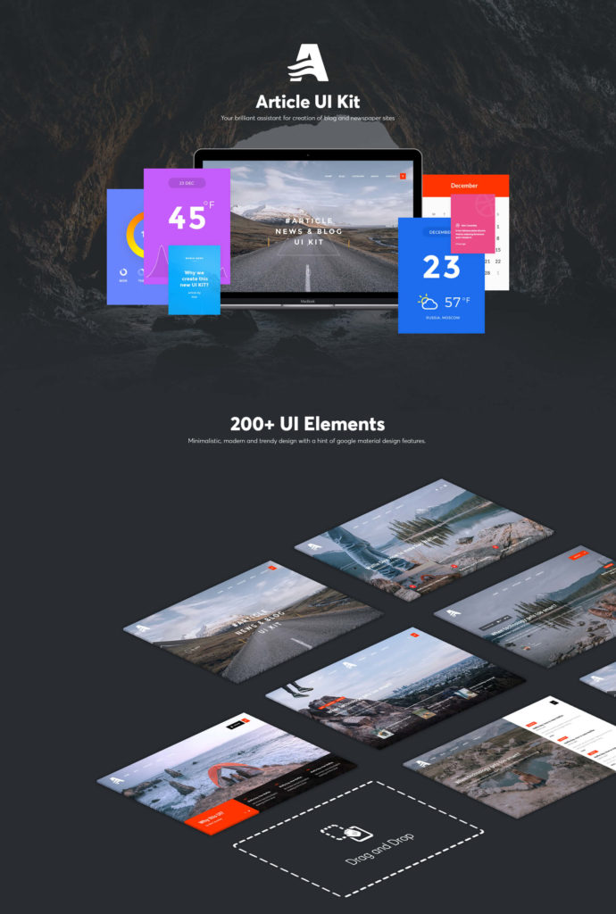 Article UI Kit for creation blog, magazine or newspaper sites - Grooni ...