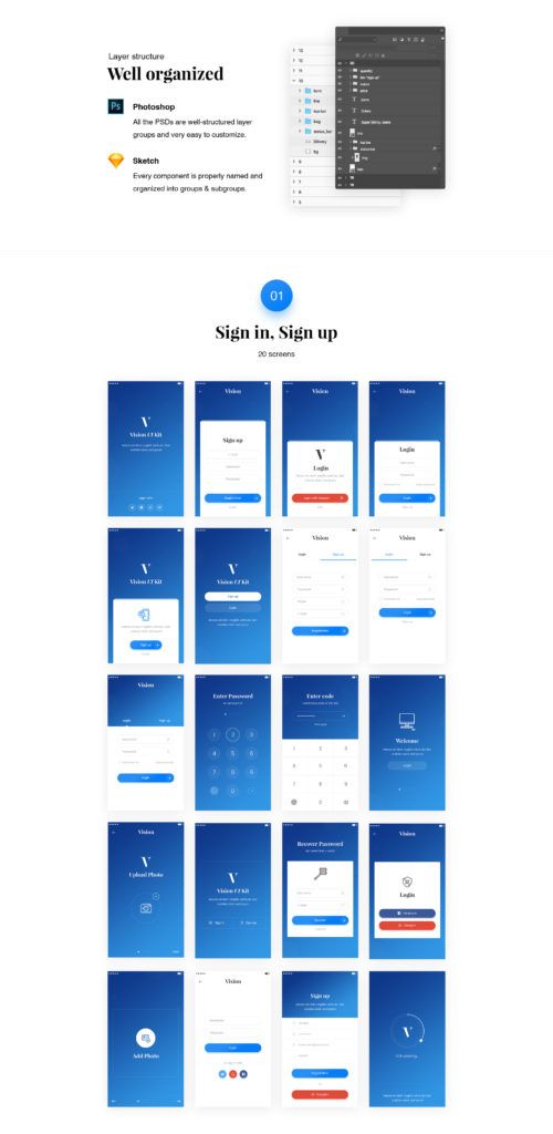 Vision Mobile UI Kit - Grooni Marketplace